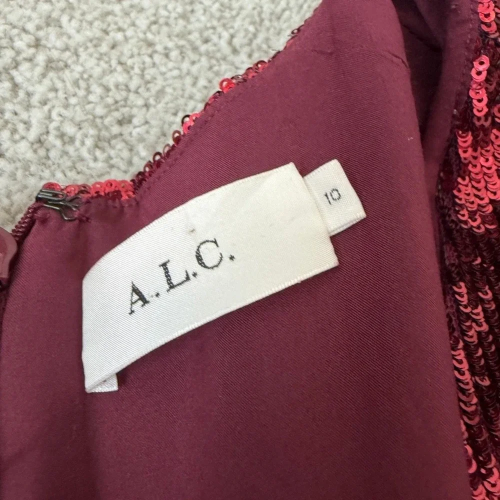 A.L.C. | Dresses | Alc Sequin Mara Mini Dress Womens Burgundy Red Long ...